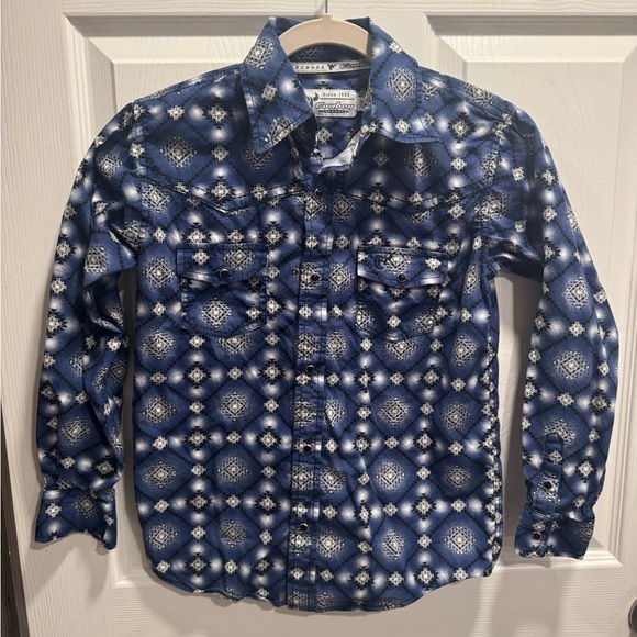 Wrangler | Shirts & Tops | Cowboy Hardware Kids Blue Tonal Aztec ...